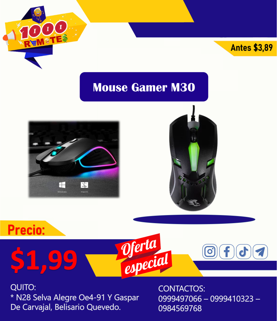 Mouse Gamer M30 - 1000 remates